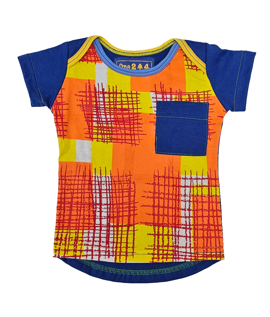 Envelope Neck Tee with Blue, Orange, Yellow and Red – NMBQ